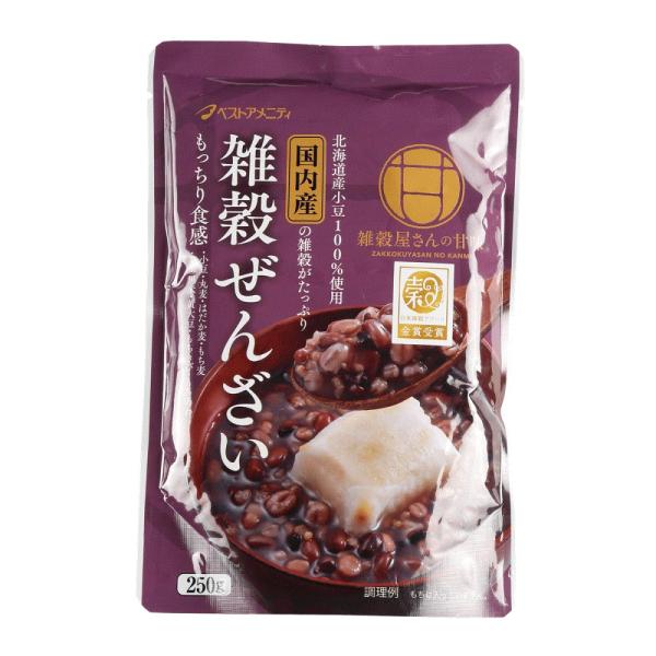 【商品説明】国内産八種類の雑穀を使用したぜんざいです。 小豆だけでなく穀物を入れることによって、もちもちとした食感をプラスしたぜんざいとなっています。 具材感たっぷりのため、そのまま召し上がって頂いても十分満足いただけます。 一般的なぜんざ...