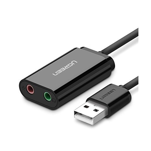 ◆商品名：UGREEN USB オーディオ 変換アダプタ 外付け サウンドカード USB 3.5mm ミニ ジャック ヘッドホン・マイク端子 高音質 PS4,MacBook,Mac Mini,iMac,Windows PCなどに最適 ブラッ...