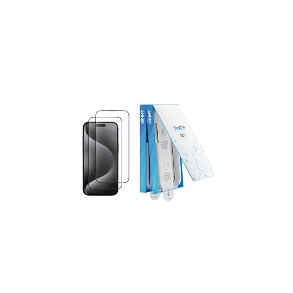 ◆商品名：Anker Easy Fit ガラスフィルムキット (HD, for iPhone 16) 2枚セット 保護フィルム 落下保護 浮き/気泡なし 指紋防止 超スムーズ 米軍MIL規格 高耐久性 自動吸着 硬度9H 簡単取り付け 8K...
