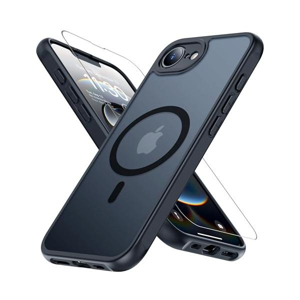 ◆商品名：iPhone 16e ケース【Magsafe対応・米軍規格】ガラスフイルム付き 半透明 第四世代 マットケース アイフォン16eケース 耐衝撃 アイホン 16Eケース マグネット搭載 黄ばみ防止 いphone 16e ケース 指紋...