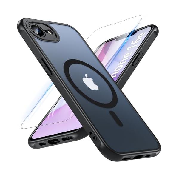 ◆商品名：iPhone 16e ケース iPhone SE4 ケース 2025【MagSafe対応・ガラスフィルム付き】Hensinple アイフォン16e ケース 半透明 耐衝撃 iPhone 16e カバー 黄ばみなし ストラップホール...