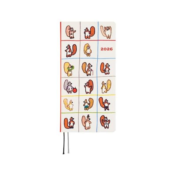 ◆商品名：ほぼ日手帳 2026 weeks 100%ORANGE/りすのおひっこし 1月始まり 週間手帳 週間レフト スリム縦長ほぼ日手帳 2026 weeks 日本語 100%ORANGE/りすのおひっこしスリム縦長サイズ、週間レフトタイ...