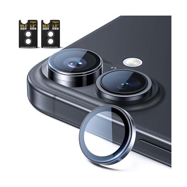 ◆商品名：NIMASO カメラフィルム iPhone 17/16/iPhone 16 Plus 用 カメラ保護 耐衝撃 ARコーティング 高透過率 黒縁取り 露出オーバー防止 キズ防止 レンズカバー (ブラック) アイフォン17/16/16...