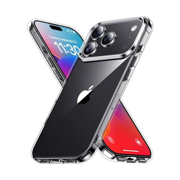 ◆商品名：17 Pro ケース クリア 17 プロ用 17pro 米軍規格 耐衝撃 指紋防止 落下防止 黄ばみ防止 耐久性 SGS認証 PC背面 ワイヤレス充電対応 ストラップホール付き 17 ぷろ用 カバー 6.3インチ 透明 JUSTC...