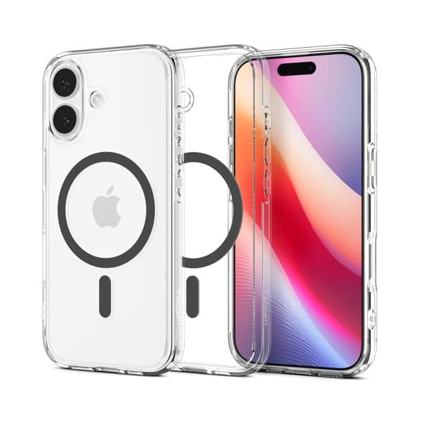 ◆商品名：Spigen iPhone 17 MagSafe対応 クリア 透明 ストラップホール 米軍MIL規格 ウルトラ・ハイブリッド・マグフィット (クリア・グラファイト) ACS10083【?MagSafe完璧対応】強化されたマグネット...