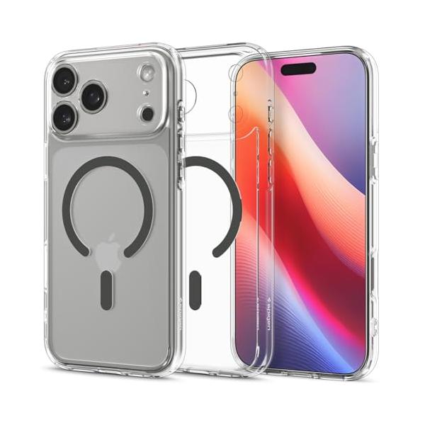 ◆商品名：Spigen iPhone 17 Pro MagSafe対応 クリア 透明 ストラップホール 米軍MIL規格 ウルトラ・ハイブリッド・マグフィット (クリア・グラファイト) ACS10067【?MagSafe完璧対応】強化されたマ...