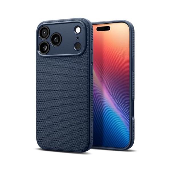 ◆商品名：Spigen iPhone 17 Pro Max 米軍MIL規格 ストラップホール マット TPU バンパー 耐衝撃 リキッド・エア (ネイビー・ブルー) ACS09889【?MIL規格取得】Phoneを落としても安心！1.2ｍの...