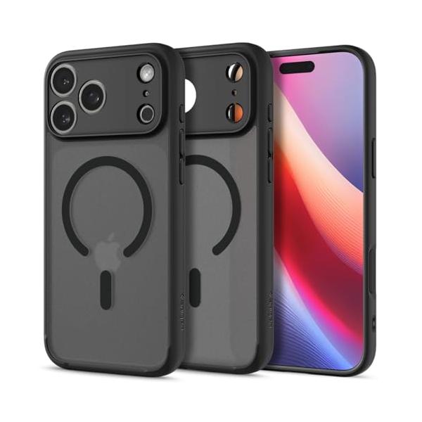 ◆商品名：Spigen iPhone 17 Pro Max MagSafe対応 半透明 指紋防止 ストラップホール 米軍MIL規格 ウルトラ・ハイブリッド・マグフィット (フロスト・ブラック) ACS10038【?MagSafe完璧対応】強...