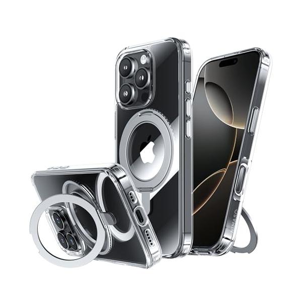 ◆商品名：NIMASO iPhone16Pro用 ケース 縦横両対応 360°回転スタンド いphone16Pro用 ケース MagSafe対応 携帯スマホケース リングマグネット搭載 カバー ワイヤレス充電対応 米軍MIL規格 耐衝撃性 ...