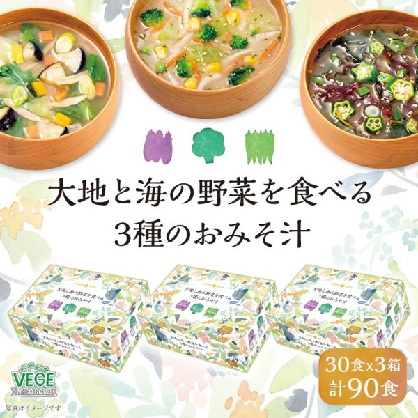 “野菜を食べる”をコンセプトに、栄養素や乳酸菌が入った具沢山みそ汁のアソートボックス。3種類各10食の30食入。【ブロッコリーと４種の野菜】野菜と鶏のだしをベースにチーズの風味を加えた豆乳仕立てのコクと彩りのある洋風みそ汁。おにぎりはもちろ...