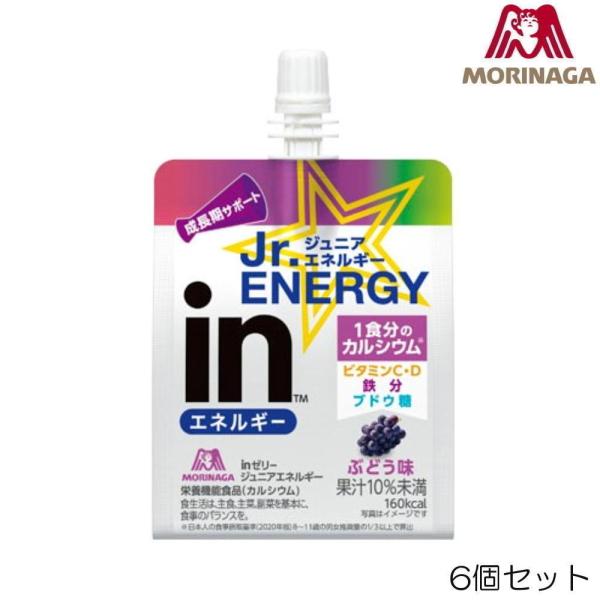 ■賞味期限：2026年8月以降森永製菓 inゼリー ジュニアエネルギー ぶどう味 180g×6個入 ゼリー飲料 成長期サポート 36JMM49100-N