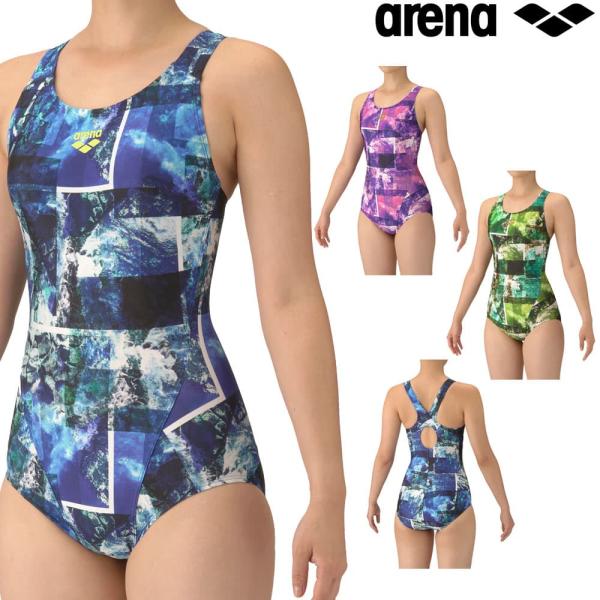 アリーナ ARENA フィットネス水着 レディース フィットネスワンピース オープンバック ぴったりパッド AQUA EXA ダブルエステルWR パッド付き 2025年秋冬モデル WAVES AS5FWF06L