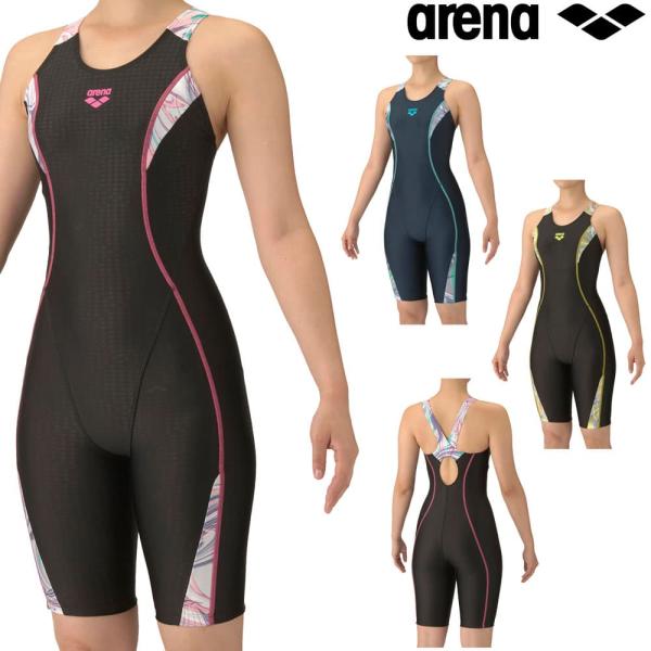 アリーナ ARENA フィットネス水着 レディース フィットネスワンピーススパッツ オープンバック ハーフレッグ ぴったりパッド オールインワン AQUA EXA ジオダイヤWR パッド付き 2025年秋冬モデル AS5FWF08L