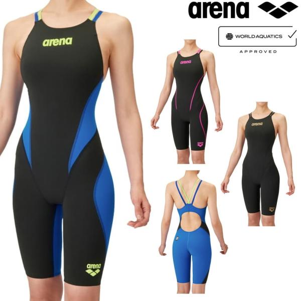 アリーナ ARENA 競泳水着 レディース WA承認モデル レーシングワンピーススパッツ オープンバック ダブルストラップ ハーフレッグ オールインワン AQUAFORCE Fusion-Tri AS5SRC12L fina マーク あり
