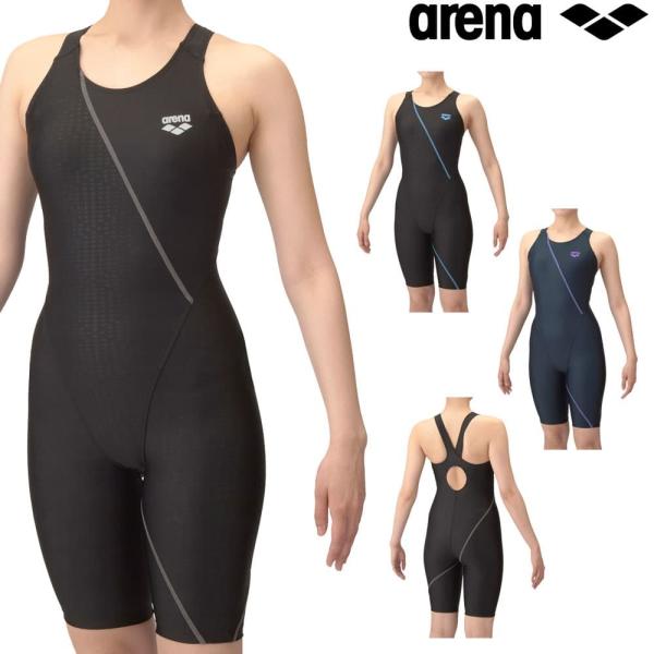 アリーナ ARENA フィットネス水着 レディース フィットネスワンピーススパッツ オープンバック ハーフレッグ ぴったりパッド オールインワン パッド付き AQUA EXA ジオダイヤWR AS5SWF02L