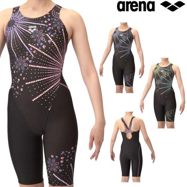 アリーナ ARENA フィットネス水着 レディース フィットネスワンピーススパッツ オープンバック ハーフレッグ ひっかけパッド オールインワン パッド付き AQUA EXA ダブルエステルWR 2025年春夏モデル AS5SWF14L