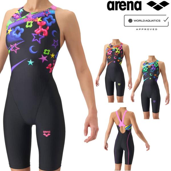 アリーナ ARENA 競泳水着 レディース WA承認モデル レーシングワンピーススパッツ オープンバック ハーフレッグ オールインワン AQUA RACING ECO AQUA STRIPE 2026年秋冬先行モデル AS6FRC82L f...