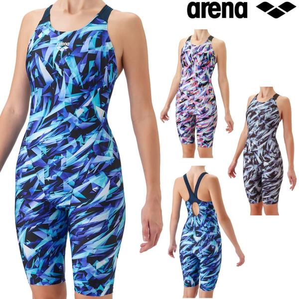 アリーナ ARENA フィットネス水着 レディース フィットネスワンピーススパッツ オープンバック ハーフレッグ ぴったりパッド パッド付き オールインワン AQUA EXA ダブルエステルWR 2026年秋冬モデル AS6FWF14L
