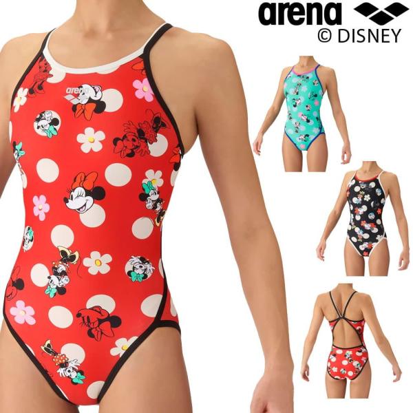 アリーナ ARENA 競泳水着 練習用水着 レディース トレーニングワンピース オープンバック タフスーツ タフスキンEP ディズニー “ミニー” 競泳練習水着 2026年秋冬モデル AS6FWM51L