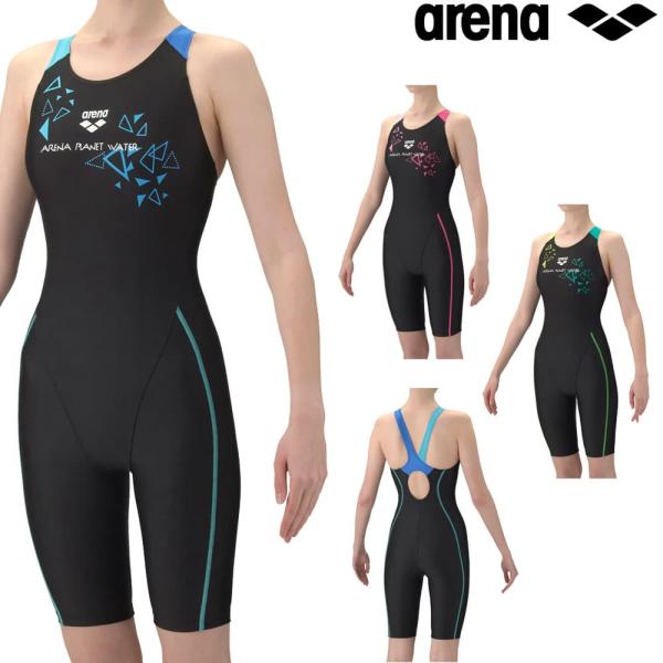 アリーナ ARENA フィットネス水着 レディース AQUA EXA ダブルエステルWR フィットネスワンピーススパッツ オープンバック ハーフレッグ ひっかけパッド パッド付き オールインワン 2026年春夏モデル AS6SWF10L