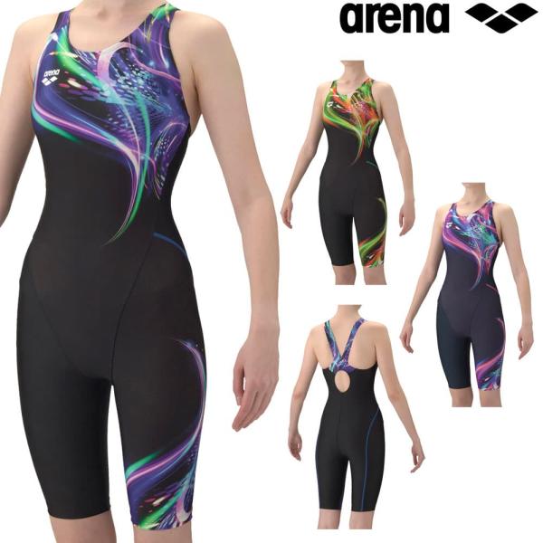 アリーナ ARENA フィットネス水着 レディース AQUA EXA ダブルエステルWR フィットネスワンピーススパッツ オープンバック ハーフレッグ ぴったりパッド パッド付き オールインワン 2026年春夏モデル AS6SWF11L