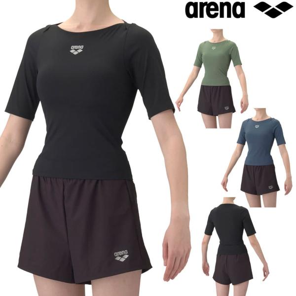 アリーナ ARENA フィットネス水着 レディース リブニット フィットネスセパレート カバーバック ミドルレッグ 差し込みパッド パッド付き 2026年春夏モデル AS6SWF50L