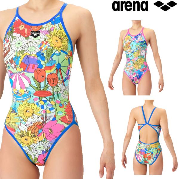 アリーナ ARENA 競泳水着 練習用水着 レディース タフスーツ タフスキンEP FUN GRAPHICS トレーニングワンピース オープンバック 競泳練習水着 2026年春夏モデル AS6SWMP1L