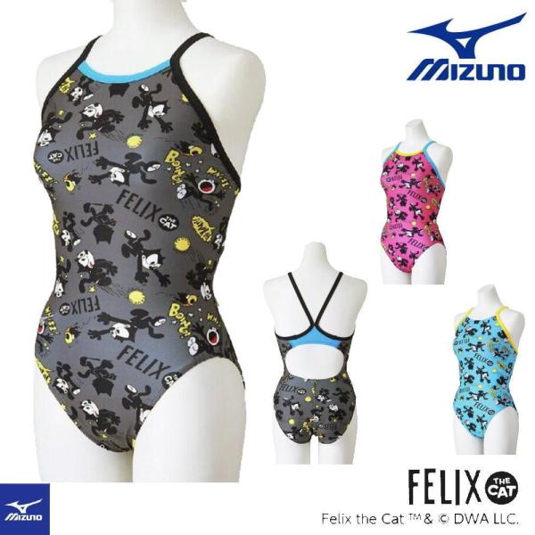 ミズノ MIZUNO 競泳水着 練習用水着 レディース エクサースーツ ミディアムカット EXER SUITS U-Fit フィリックス FELIX THE CAT 競泳練習水着 2026年春夏モデル N2MAD791