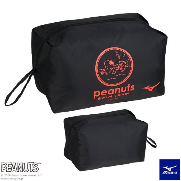 ミズノ MIZUNO 水泳 ポーチL PEANUTS スヌーピー 2026年春夏モデル N3JMDX05