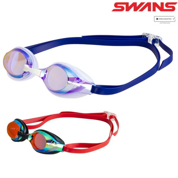 SWANS スワンズ レーシングゴーグル アクアライトニング ミラーレンズ クッション付き WA承認モデル FINA承認 競泳 限定モデル 限定デザイン 日本 富士山 桜 SR-3MLD24F