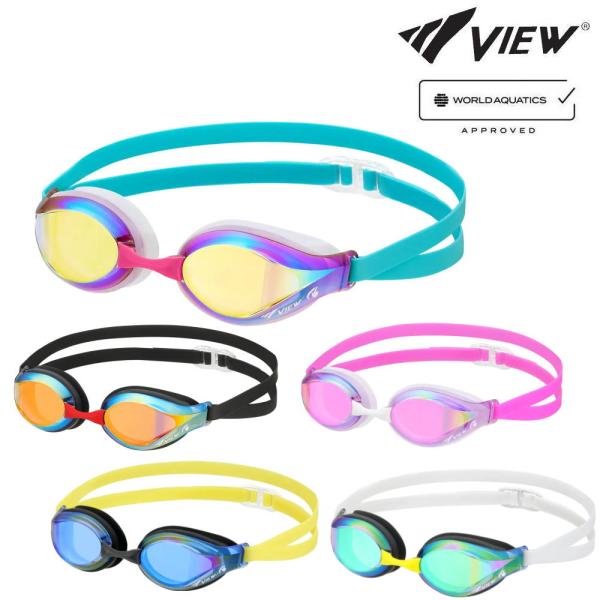 ビュー VIEW 水泳 ジュニア スイミングゴーグル トライ TRY ミラータイプ クッション付き FINA承認モデル　WA承認モデル