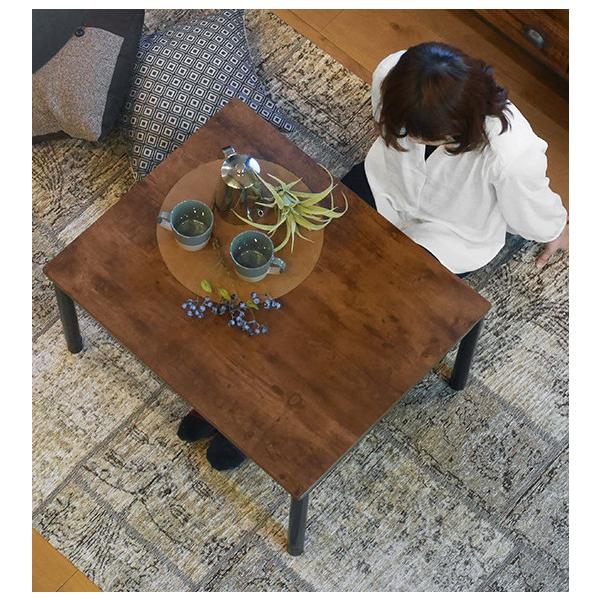 古木調の天板にスマートな脚。お部屋をアンティークナチュラルなテイストに。■組立式■収納ボックス付■5cm継脚付で高さは2段階調節可能。サイズ(約)幅75×奥行60×高さ37/42cm。素材：天板:プリント化粧繊維板、脚部:ラバーウッド、塗装...