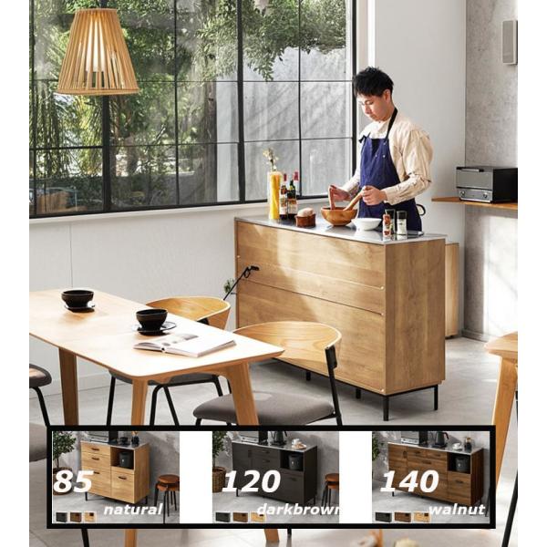 キッチンキャビネット。耐熱、耐久性に優れたキッチンに最適なステンレスを天板に使用したカウンター。素材合成樹脂化粧パーティクルボード（メラミン樹脂）、天板ステンレス、脚部スチール。お客様組立式。2口コンセント付。サイズは以下３パターンから選択...