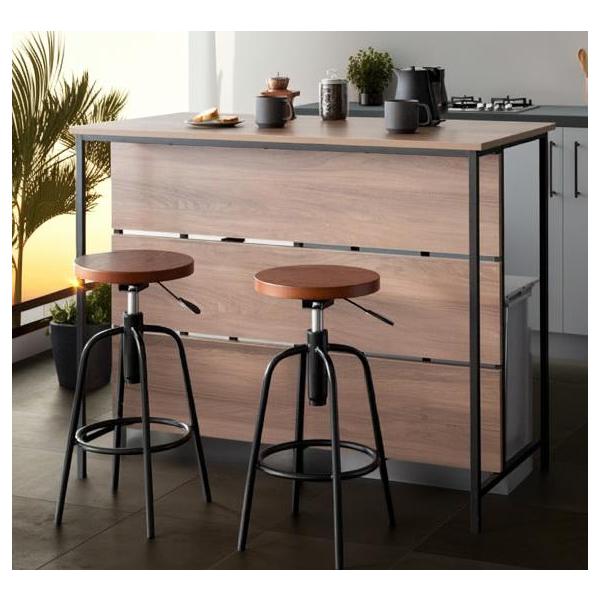 沖縄 離島へは配達不可です。北海道等一部地域は別途送料が必要。幅120×奥行き60×高さ100cm。キッチンのゴミ箱や家電をまとめて収納しながら、お料理やカフェタイムもお楽しみいただけるキッチンカウンターテーブル。無駄なく収納できる可動棚の...