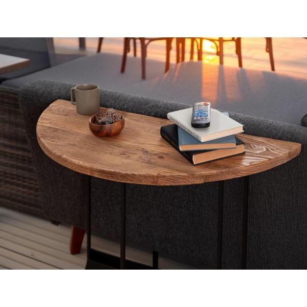 半円形のコンソールテーブル。様々なシチュエーションで場所を選ばず使用できます。 味のある天板と、スタイリッシュなアイアンレッグの異素材デザイン。木目ブラウンがとてもおしゃれ。商品サイズW83×D35×H72cm 商品重量約7kg 素材材質天...