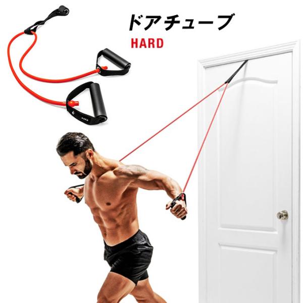 トレーニングチューブとドアアンカーのセット商品。フライ、ラットプルダウン等ジムで人気のトレーニングが自宅で出来ます！■サイズ：幅13cm×高3.3cm×長145cm■素材：ラテックス(天然ゴム)、NBR、PP、合成ゴム■原産国：台湾検索ワー...