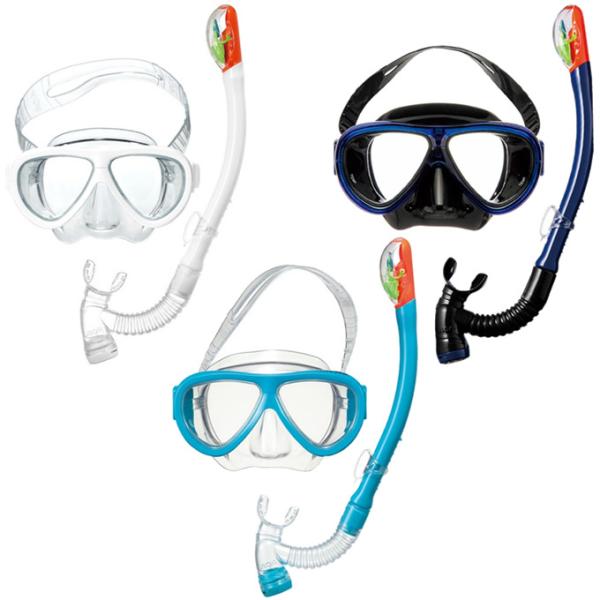 ■カラー：CBL/BK( クリスタルブルー )ネオンブルーホワイト■パッケージサイズ：140mm×430mm■マスク顔あたりサイズ：118×101mm■スノーケル：全長：400mm内容積：110cc内径：直径17mm相当プラスチックパイプエ...