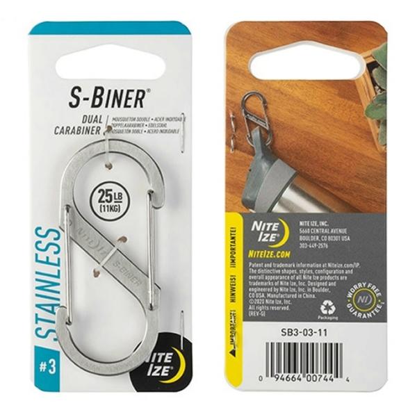 NITE IZE ナイトアイズ ステンレスSバイナー No3は、D型カラビナでは複数の鍵やツールを取り付けると取り外しなどに時間がかかってしまうところを、デザインをS字型にすることで、鍵をつけたフックとベルトに取り付けるフックとが別々になり...