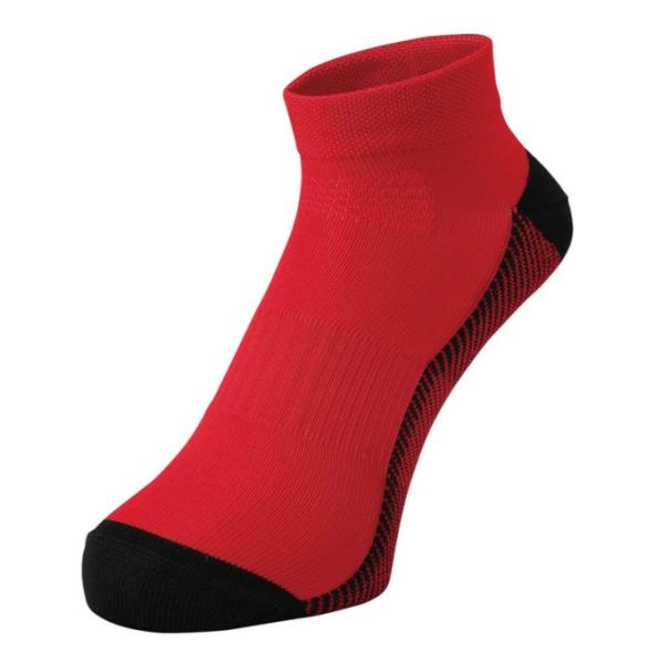 高反発と低反発で足が楽になるソックス。かかと部分に低反発素材、つま先(母指球小指球)部分に高反発素材を使用したスポーツ用ソックスです。かかと部分の低反発素材が、かかとへの着地衝撃を分散します。つま先部分の高反発素材が蹴り出しの反発係数を上げ...