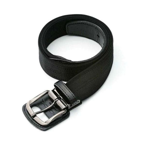 ■カラー：ブラック■サイズ：ベルト本体/長さ85cm(バックル含む)、幅/3.5cm■適合目安サイズ：ウエスト(ヌード寸)/45-66cm(JIS規格/110〜150対応)■素材：本体/ナイロン76%、ポリウレタン24%革部分/合成皮革バッ...
