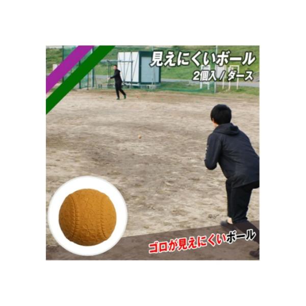 グラウンドの土の色に同化する見えにくいボールを使うことで、ボールをしっかりと凝視する意識と習慣を養うことが狙いです。■カラー：ブラウン■サイズ：J号球サイズ(直径約69mm)■素材：天然ゴム■重量：約129g/個■原産国：中国検索ワード：野...
