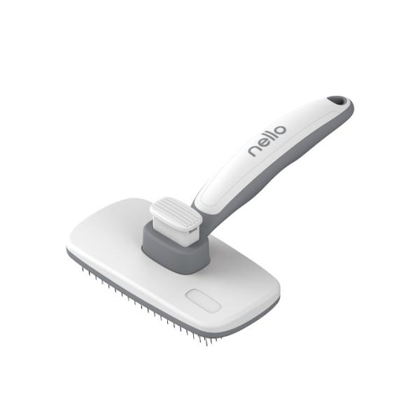 プッシュボタンで簡単毛抜きブラシ！■サイズ：縦17×横9.8×奥行5.5cm■素材：ブラシ：TPR、ABS刃先：ステンレス■特徴：・簡単！毛並みを整える。抜け毛や毛玉ができやすい子にもおススメ！・プッシュボタンで抜け毛を簡単に除去・140度...