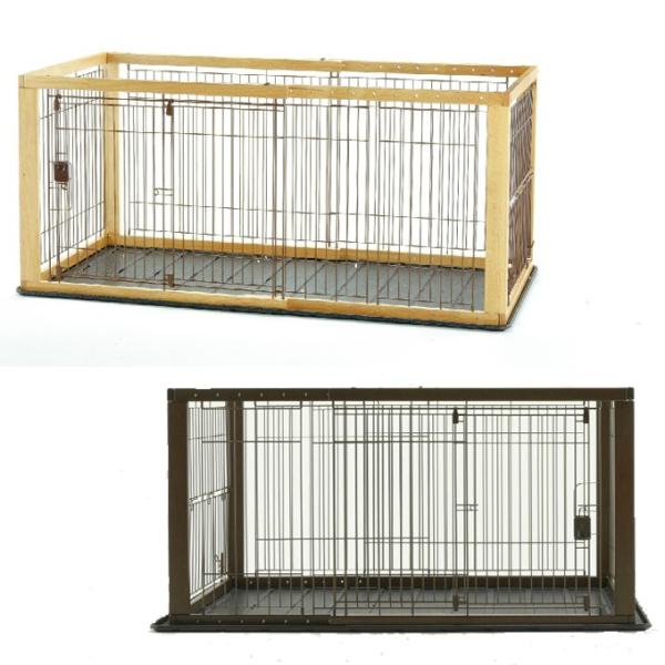 ペットの成長やリビングスペースに合わせて伸縮ができる、天然木の犬用サークル■カラー：茶、ナチュラル■サイズ：外寸：90〜154×79×70.5Hcm/19.6kgトレーセット時：94〜158×81.5×71Hcm内寸：86〜150×68.5...