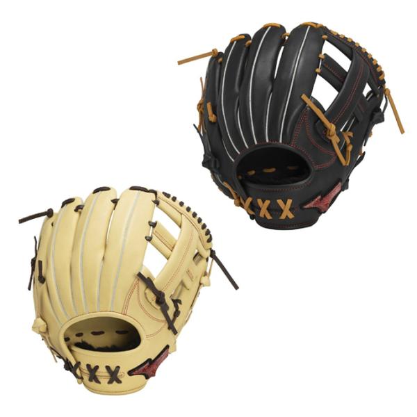 「パワー」のREDにAXIベロ搭載■カラー：8066 ( ブロンド×ローズブラウン )0949 ( ブラック×コルク )■利き手：右投げ用 ( LH )■サイズ：9■素材：受球面、背面/クレストハイド ( 天然皮革、牛革 )■原産国：フィリ...