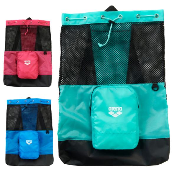 トレーニングツールやジャージなどを運ぶのに適したメッシュ素材のバックパック。ビート板やフィンなどの練習グッズはもちろん、試合会場での移動にも適しています。前面にはゴーグルやIDカードなど小さいものを収納できるポケット付き。底面はプルーフ素材...