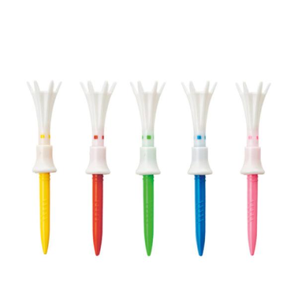 上下にネジって約10mm間で、自分好みの高さに微調節できるゴルフティー。首振りするので、インパクトでの抵抗が少なく振り抜きやすくなっています。■カラー：A ( ホワイト )■サイズ：ティー全長 / 約80mmティーアップ高 / 約40mm〜...