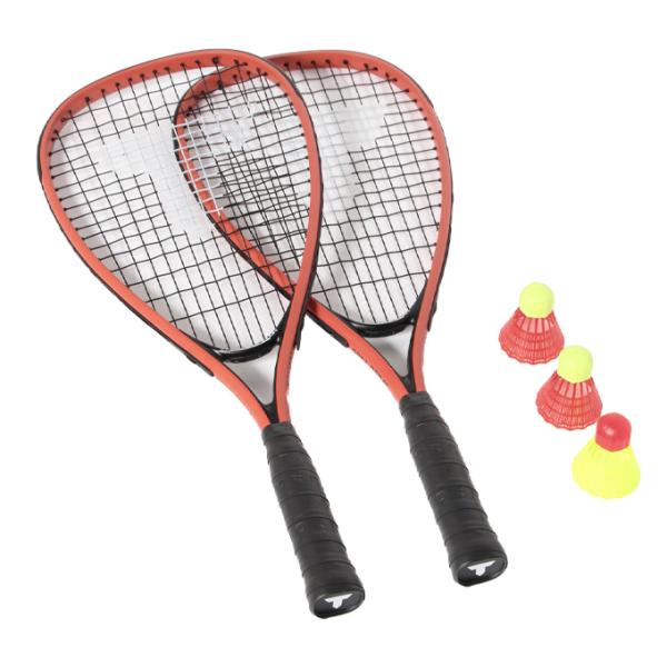 風のある外で楽しめる!普通のバドミントンのシャトルよりも風の影響を受けない特殊構造■カラー：OGR■特徴：ハンディラケット ( 軽量アルミ54.5cm ) 2本レーサーシャトル2個 + スターターシャトル 1個専用ケース