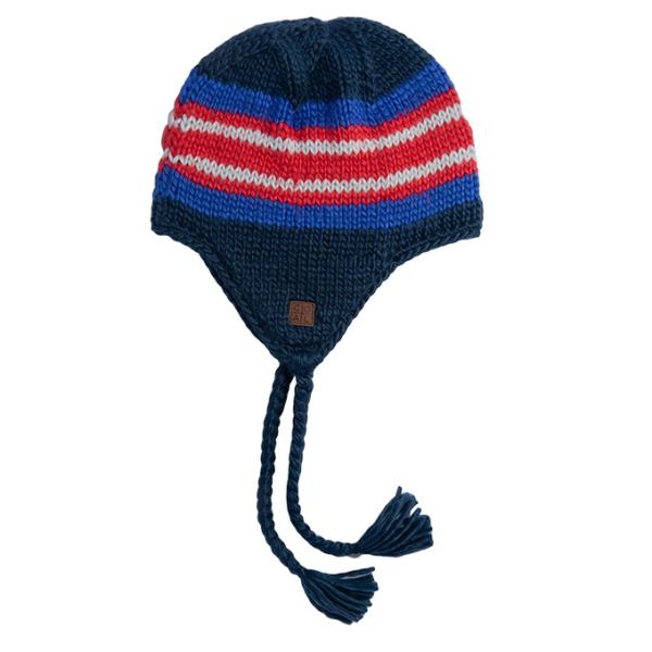 手編みタッセルが付いた温かいイヤーフラップビーニー。内側にフリースバンドがついており、快適性と保温性を実現しました。■カラー：NV/RD■サイズ：フリー/ FREE■素材：100% アクリル■特徴：・ロープロファイル・耳つきビーニー・レザー...