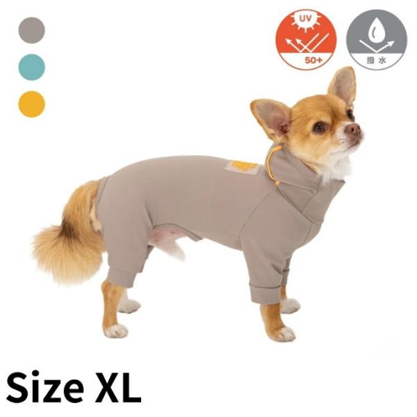 大人気アイテム「スキンタイトシリーズ」から待望の汚れや毛が付きにくい撥水タイプが登場！フードのパイピングカラーとクリアラバーワッペンの配色バランスがポイントのアクティブなワンちゃんにおすすめウェアです。水も汚れもしっかりガード！紫外線対策も...