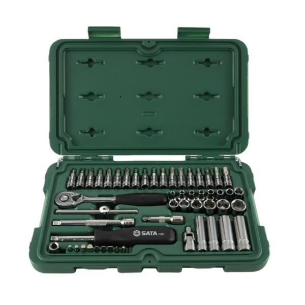 1/4インチDRソケットセット52点　6.3mm角■入組内容：14pc　1/4’’Dr.6角ソケット：3.5、4、4.5、5、5.5、6、7、8、9、10、11、12、13、14mm4pc　1/4’’Dr.6角ディープソケット：8、10、1...